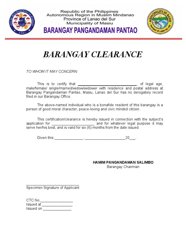 Barangay Clearance | PDF | Government | Government And Personhood