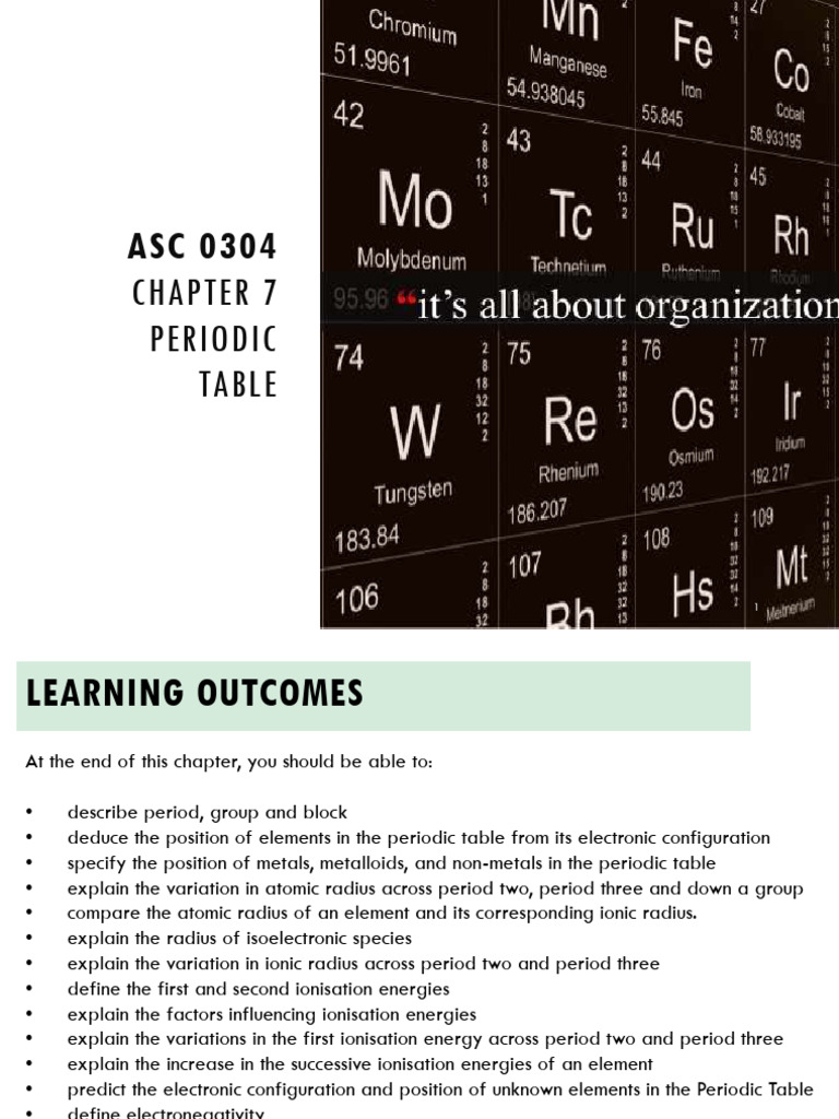 Asc0304 - Chapter 7 - Periodic Table | PDF | Ion | Periodic Table