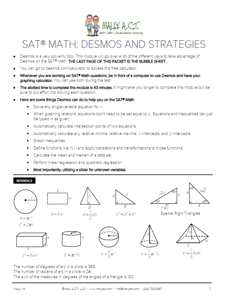 SAT Math Strategies with Desmos | PDF | Circle | Multiple Choice
