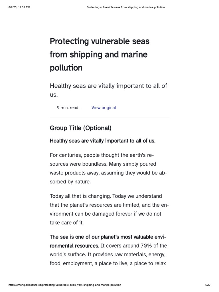 Protecting Vulnerable Seas From Shipping and Marine Pollution | PDF ...
