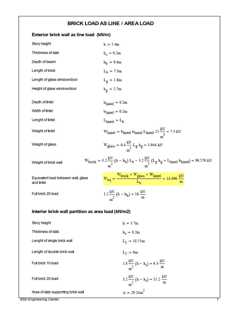 Brick Load Calculations for Structures | PDF | Wall | Brick