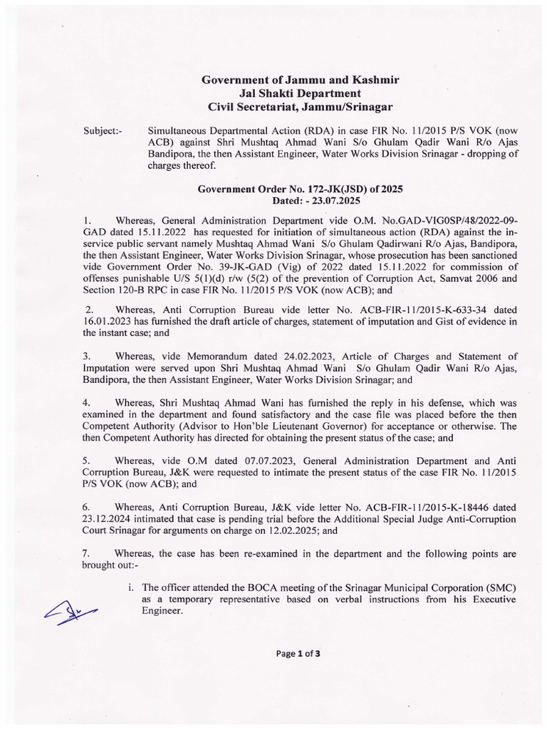 Government Order No 172 of 2025 | PDF