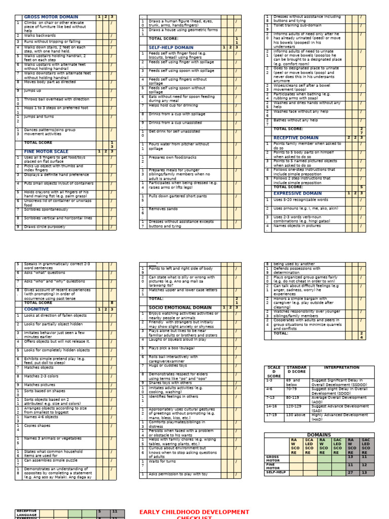 ECCD Checklist for Early Development | PDF | Toys