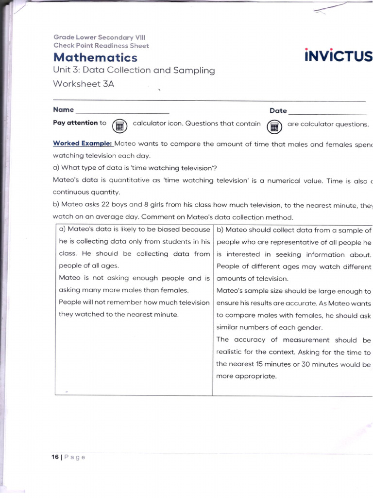 Math Chapter 3collection and Sampling | PDF