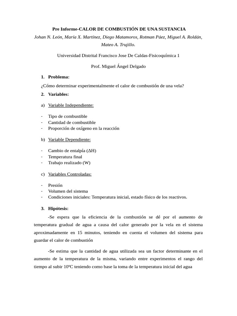 Calor de Combustión de una Vela | PDF | Calor | Combustión