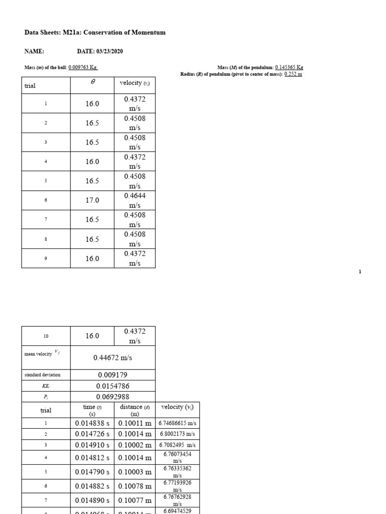 Conservation of Momentum Trial | PDF | Applied And Interdisciplinary Physics | Quantity