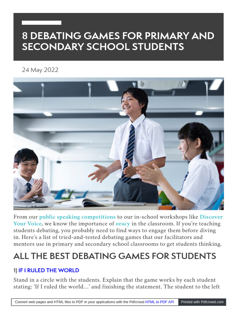 Engaging Debating Games for Students | PDF | Html