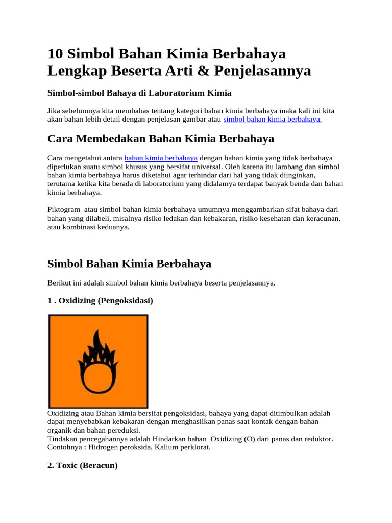 10 Simbol Bahan Kimia Berbahaya Lengkap Beserta Arti | PDF