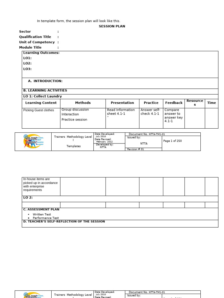 Session Plan Template for Trainers | PDF | Learning