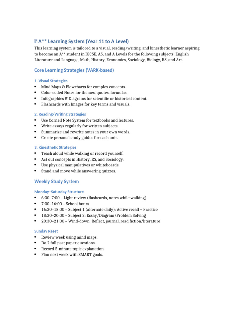 A** Learning System for IGCSE & A Levels | PDF | Cognition | Human ...