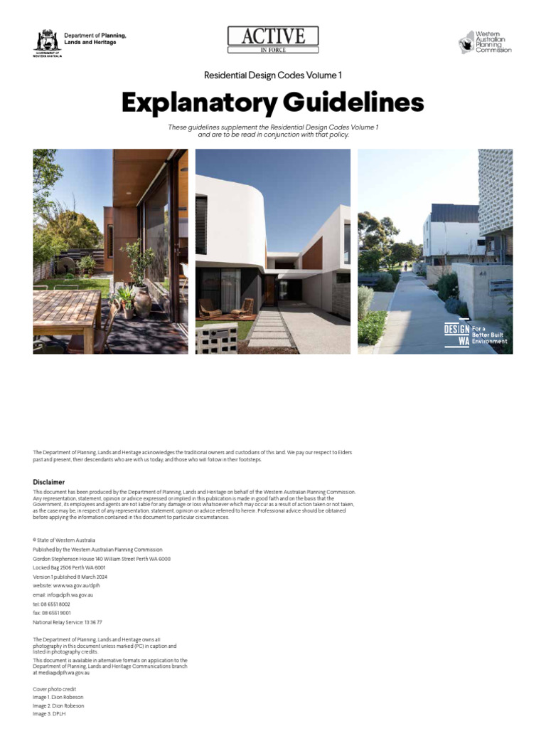 R-Codes Volume 1 Explanatory Guidelines | PDF