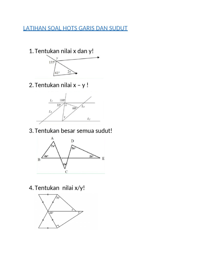 Latihan Soal Hots Garis Dan Sudut | PDF