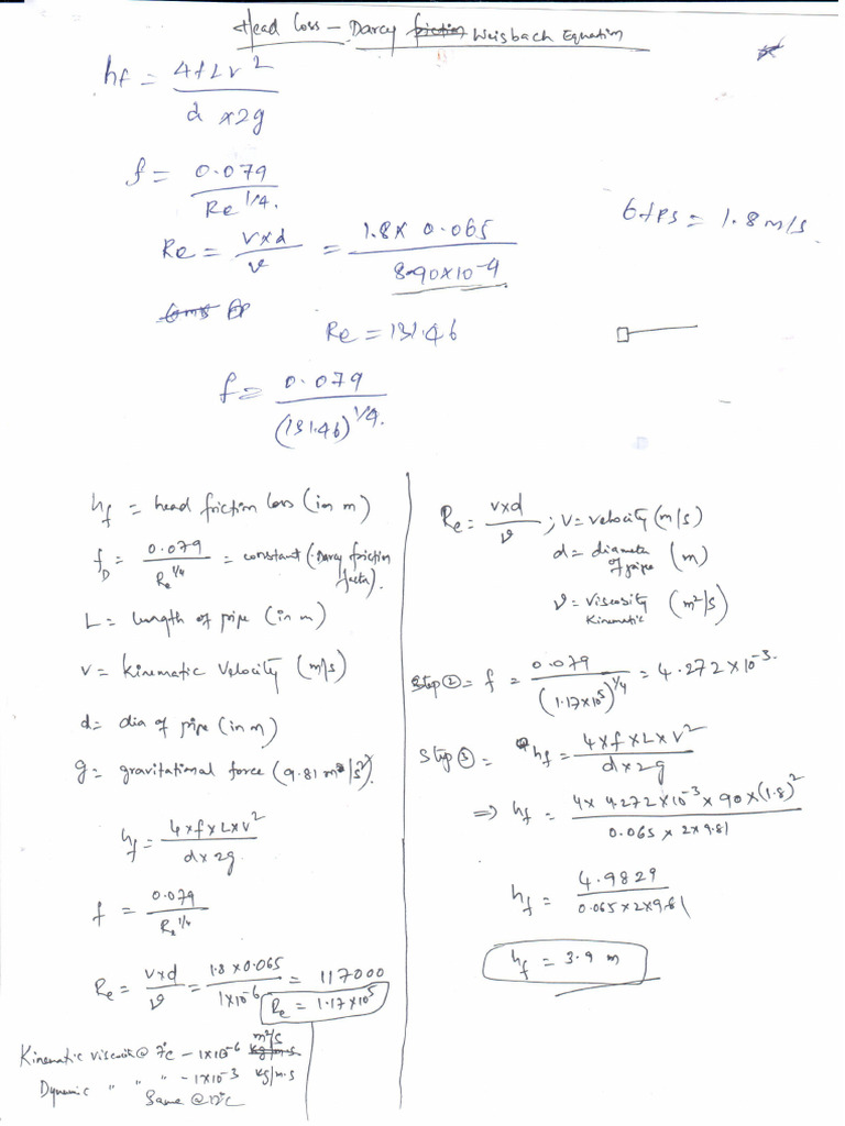 Head Loss Calculation | PDF