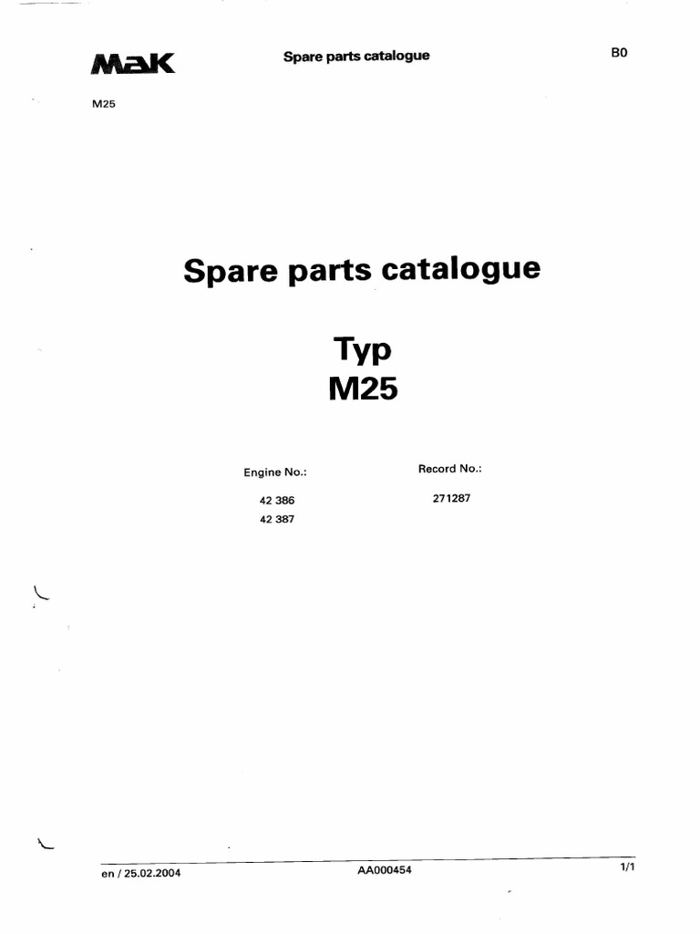 MAK M25 Spare Parts Catalogue | PDF