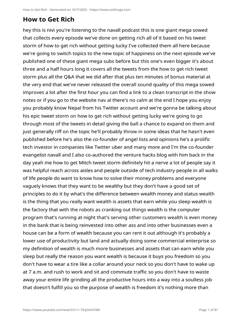 How_to_Get_Rich-07-10-2025 | PDF | Luck | Wealth