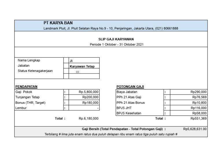 Contoh Slip Gaji Start Up | PDF