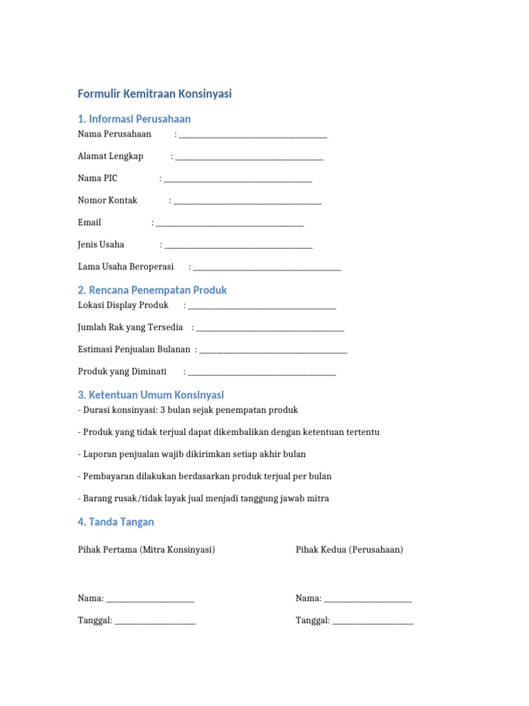 Formulir_Kemitraan_Konsinyasi | PDF