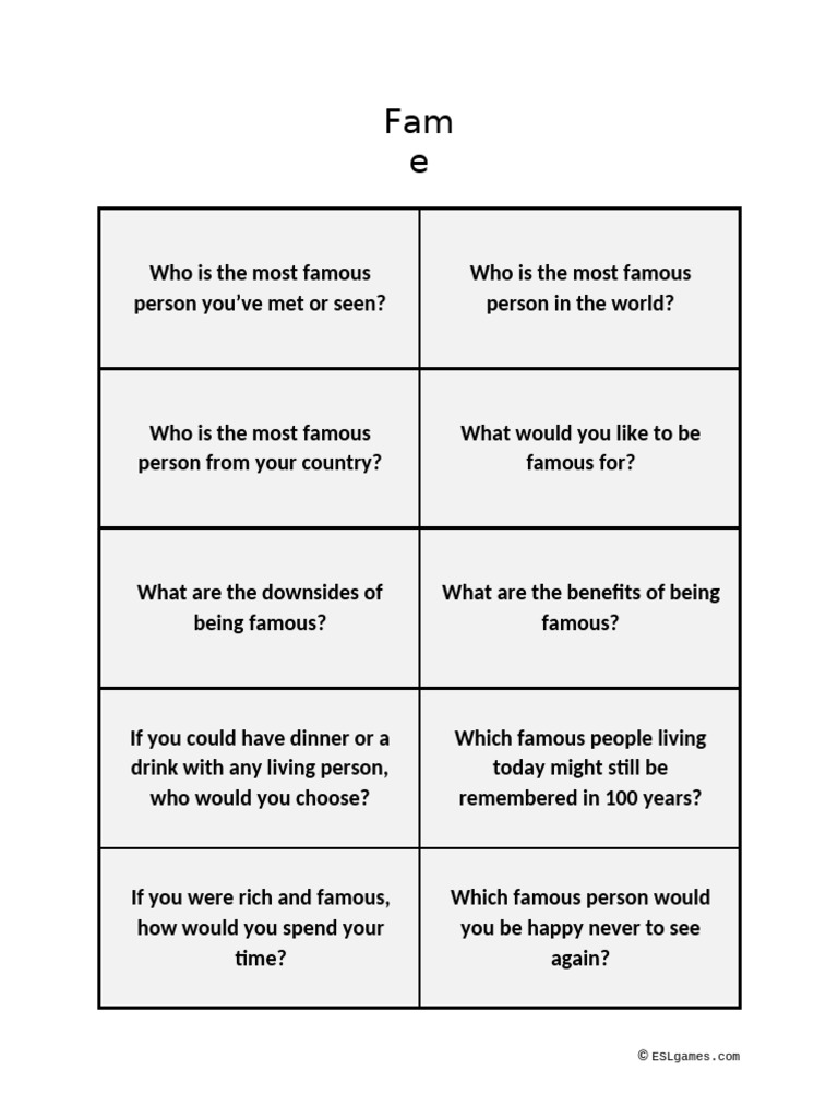 Fame - Conversation Questions | PDF