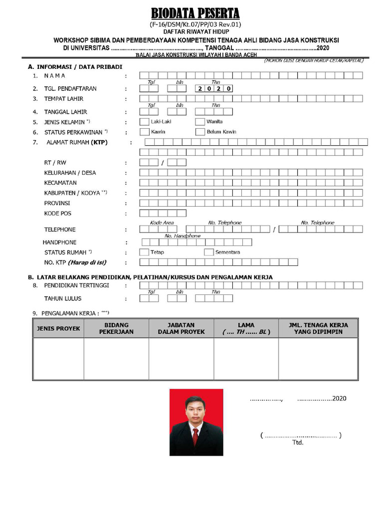 Biodata Workshop Sibima A.N Mastia Ramadhani | PDF