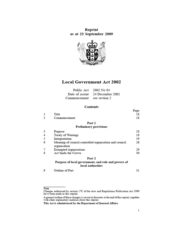 Local Government Act 2002 Overview | PDF | Search And Seizure | By Law