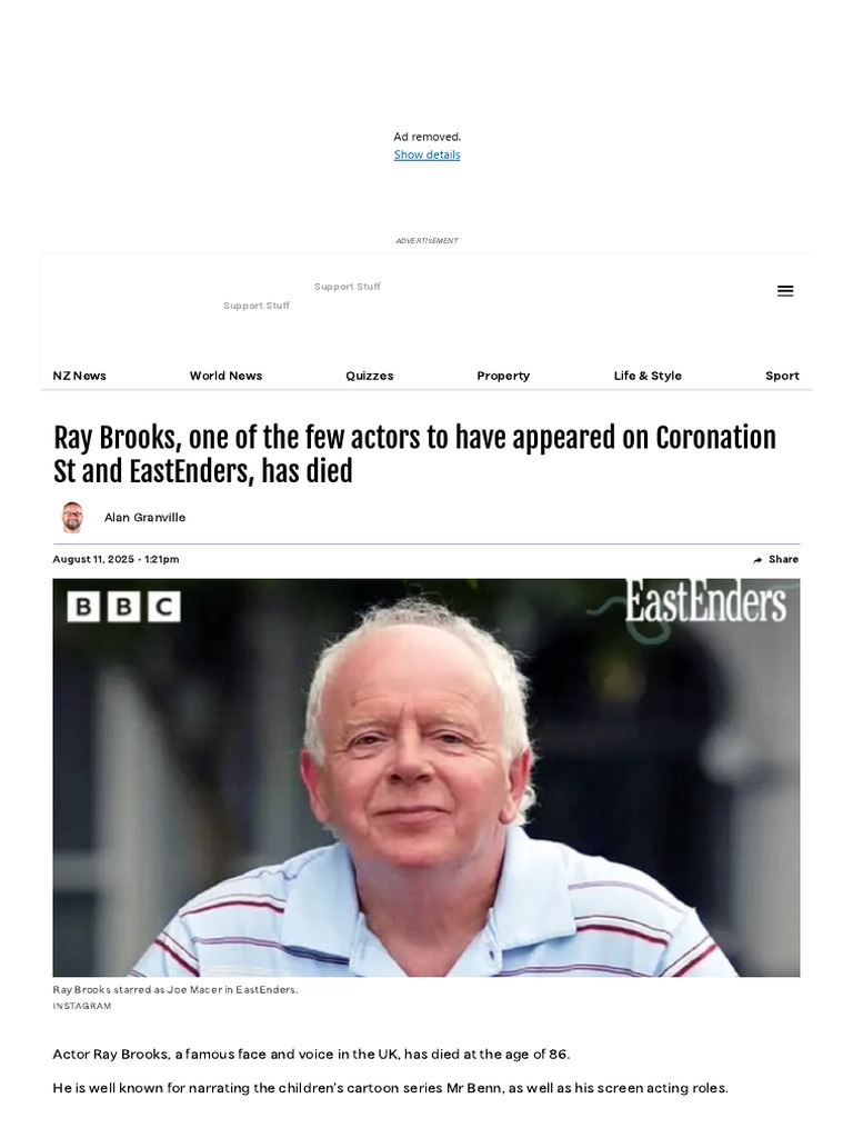 Ray Brooks, One of The Few Actors To Have Appeared On Coronation ST and ...