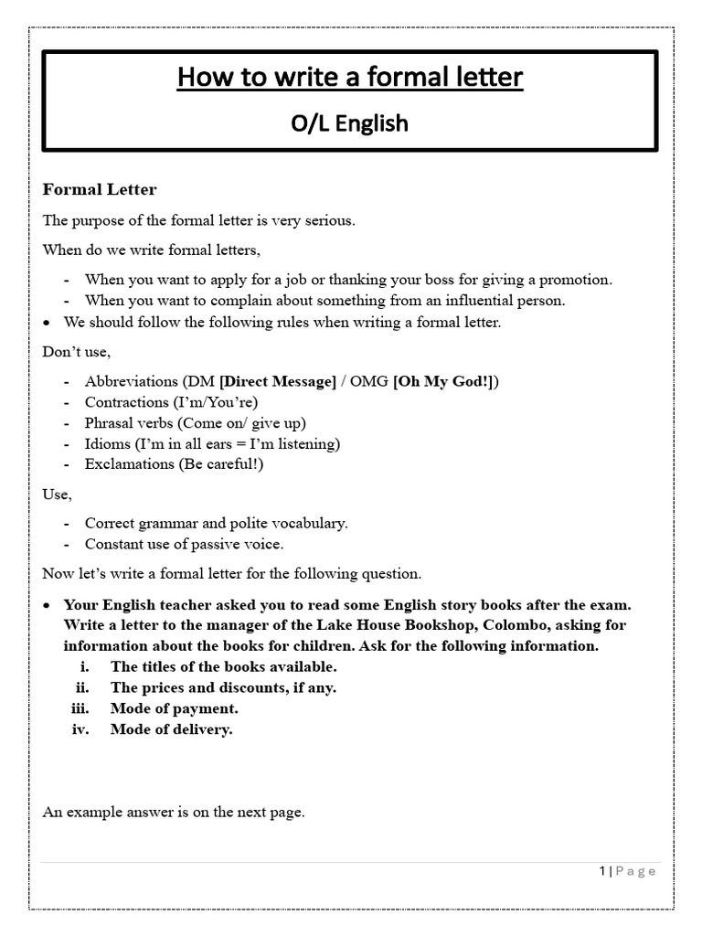 Writing a Formal Letter Guide | PDF | English Language | Grammar
