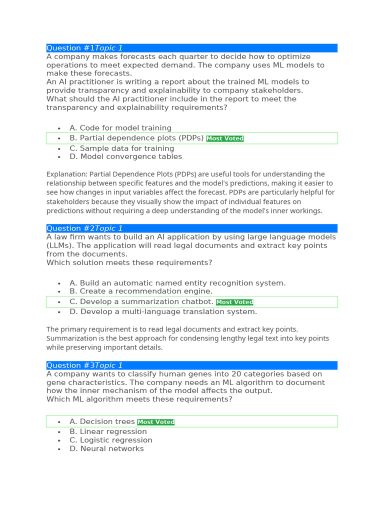 AIF-C01 - Questions & Answers | PDF | Machine Learning | Artificial Intelligence