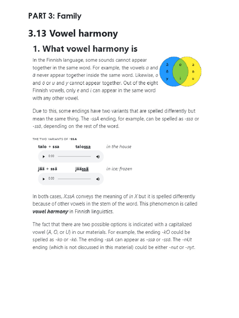 PART 3 - Family - Vowel Harmony | PDF | Vowel | Phonology