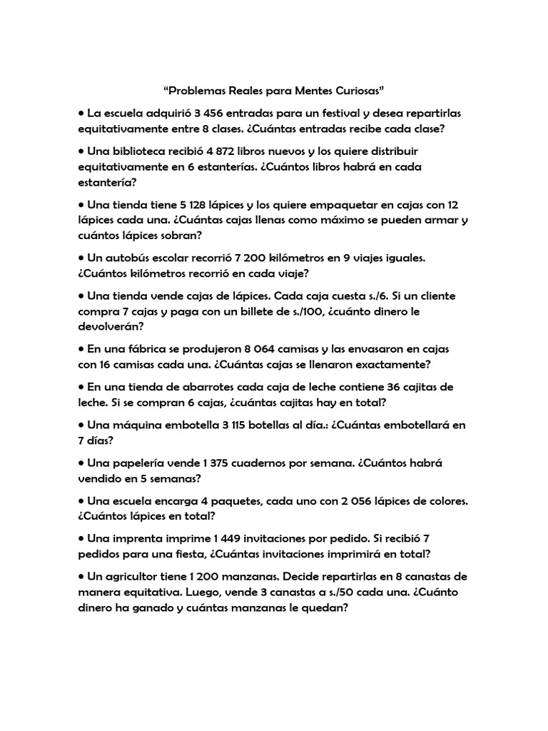 Problemas Reales para Mentes Curiosas | PDF