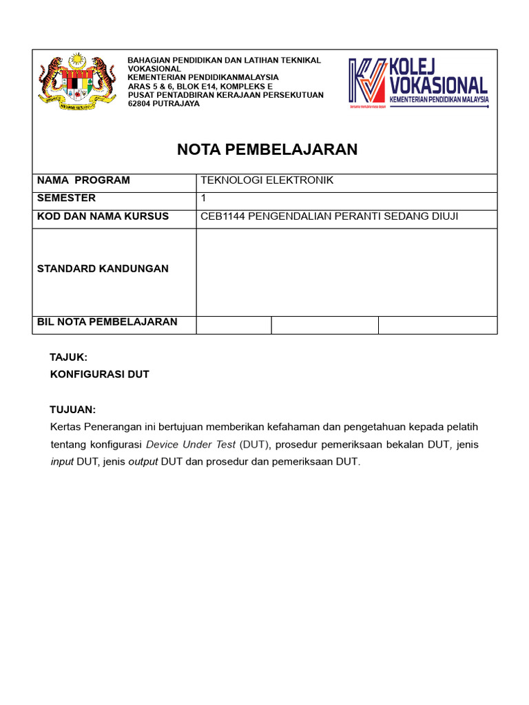 Konfigurasi Device Under Test (DUT) | PDF