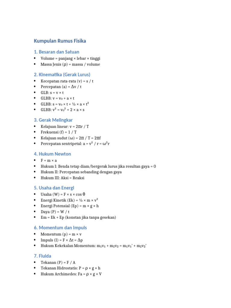 Kumpulan Rumus Fisika | PDF