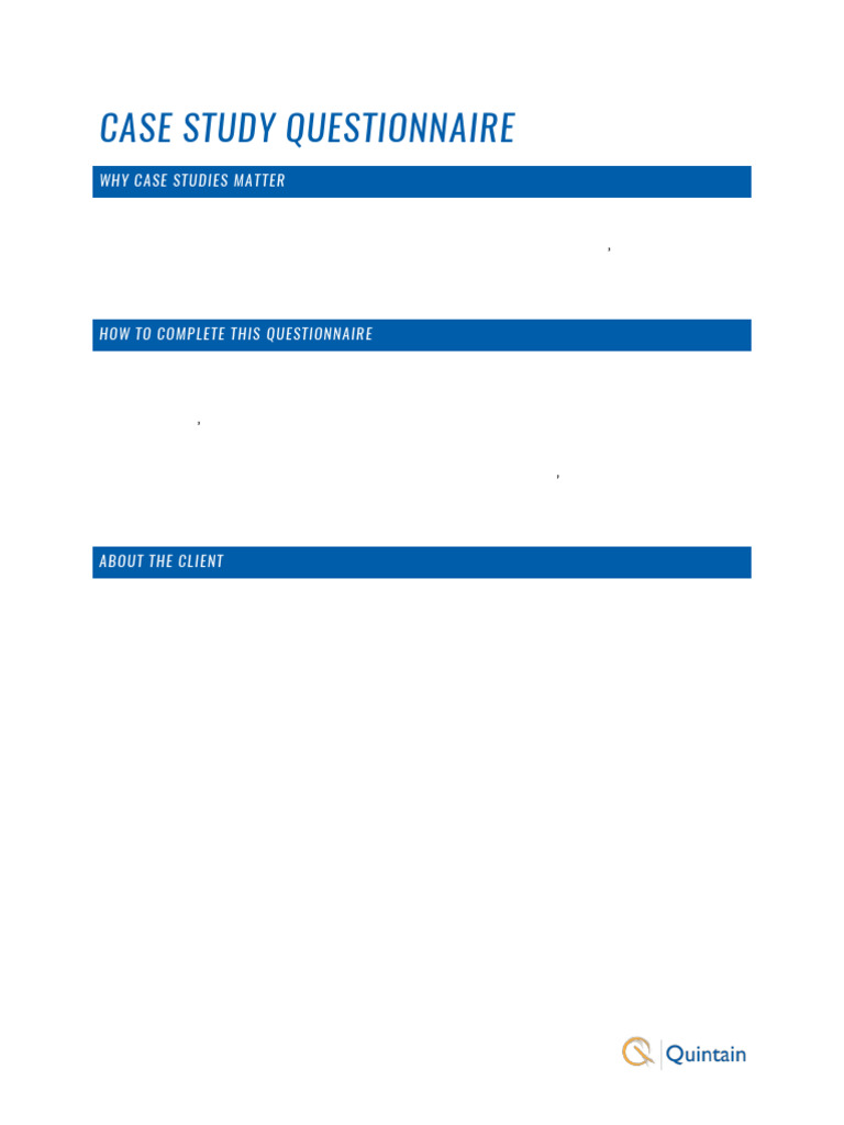 Case Study Questionnaire | PDF | Brand | Performance Indicator