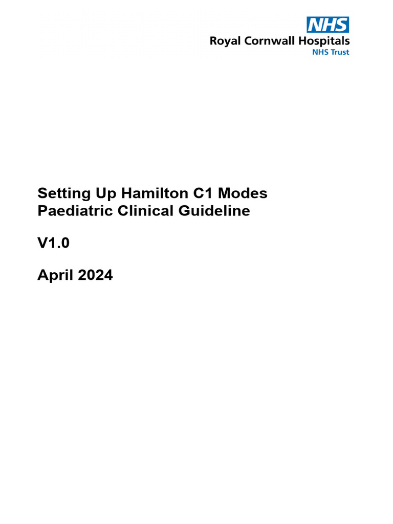 Hamilton C1 Modes Setup Guide for Pediatrics | PDF | Apnea | Health Care
