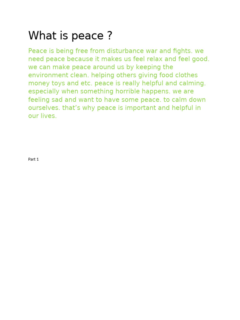 Understanding the Importance of Peace | PDF