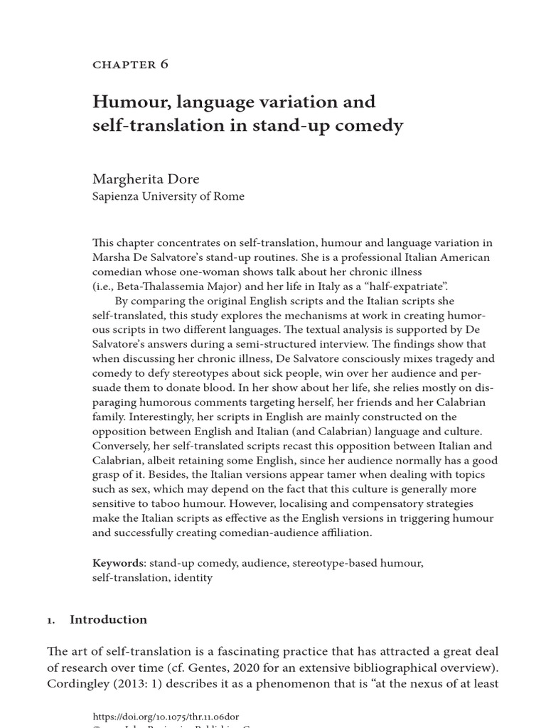 Humour Language Variation and Self Translation | PDF | Humour | Stand ...