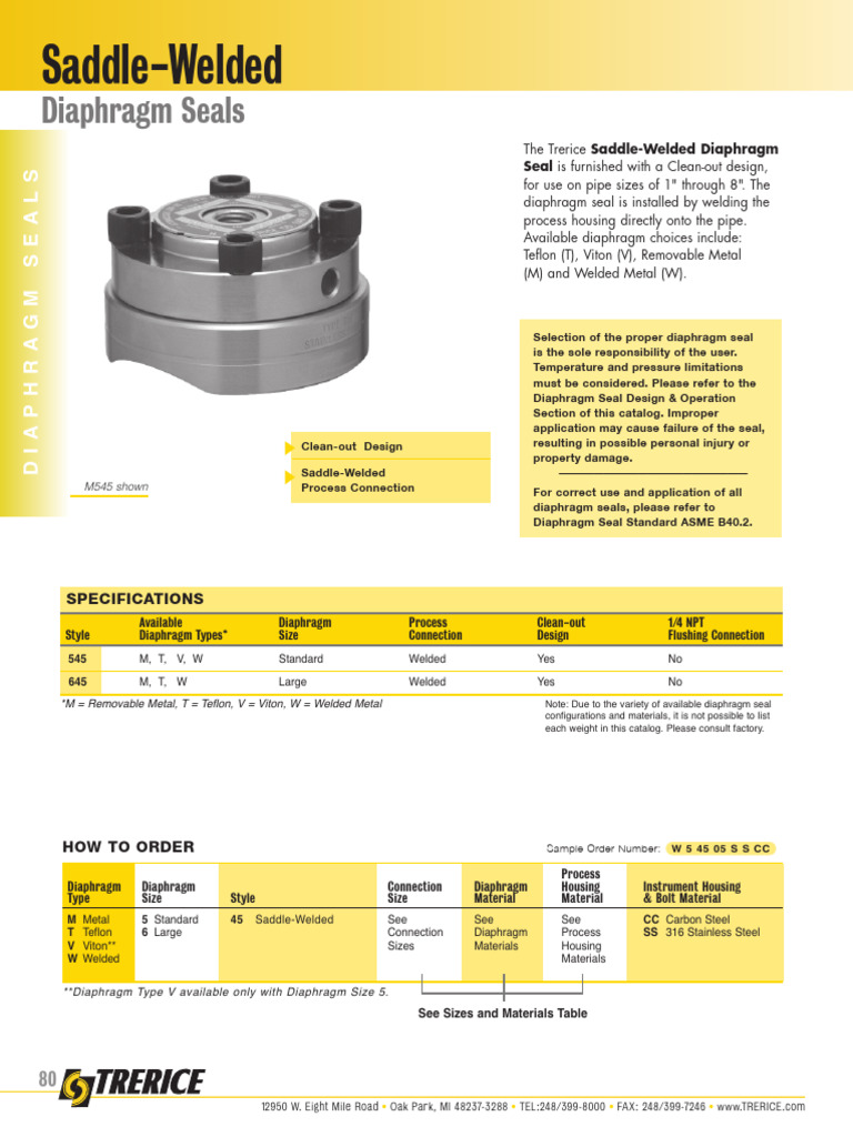 Saddle-Welded Diaphragm Seals Guide | PDF | Pipe (Fluid Conveyance ...