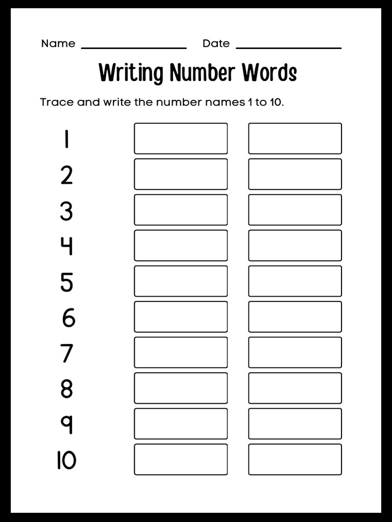 Writing Numbers 1 To 20 in Words Math Worksheets For Kids | PDF