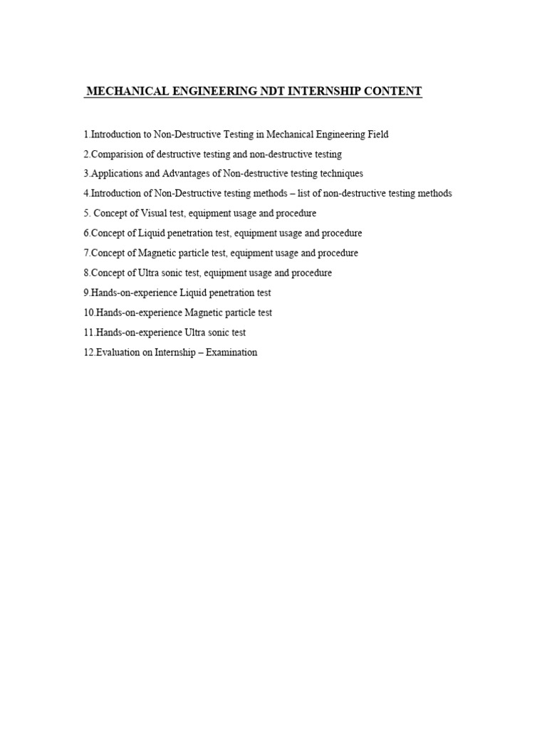 Internship NDT Civil Mech | PDF