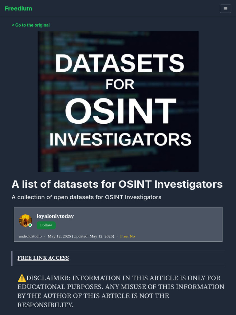 Essential OSINT Datasets for Investigators | PDF