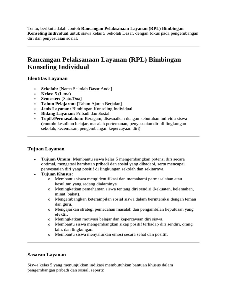 RPL Konseling untuk Siswa Malas Belajar | PDF