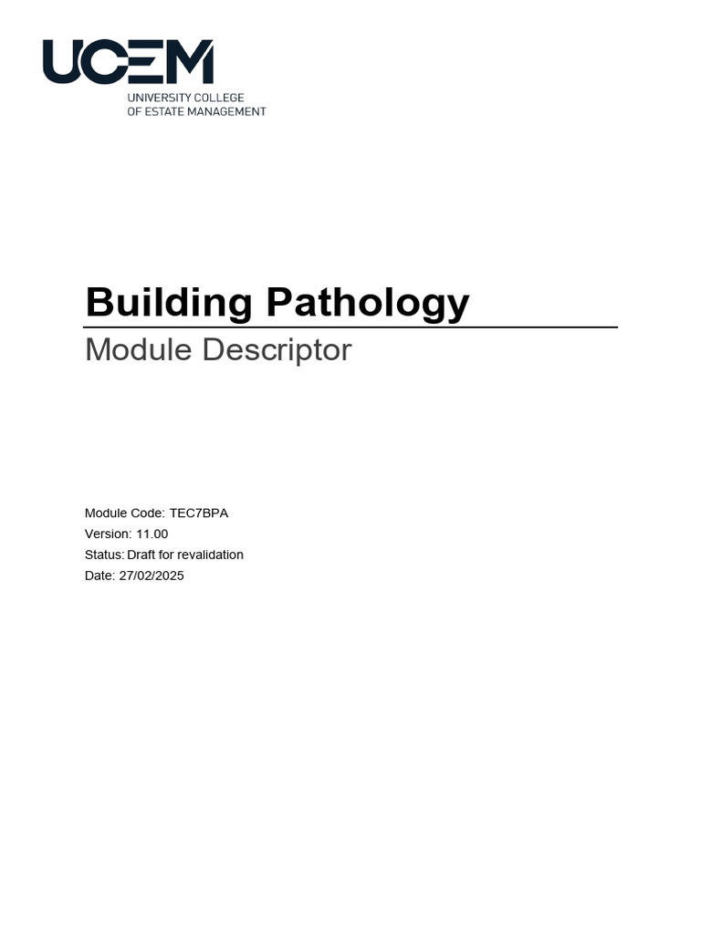 Building Pathology Module Overview | PDF | Learning | Pathology