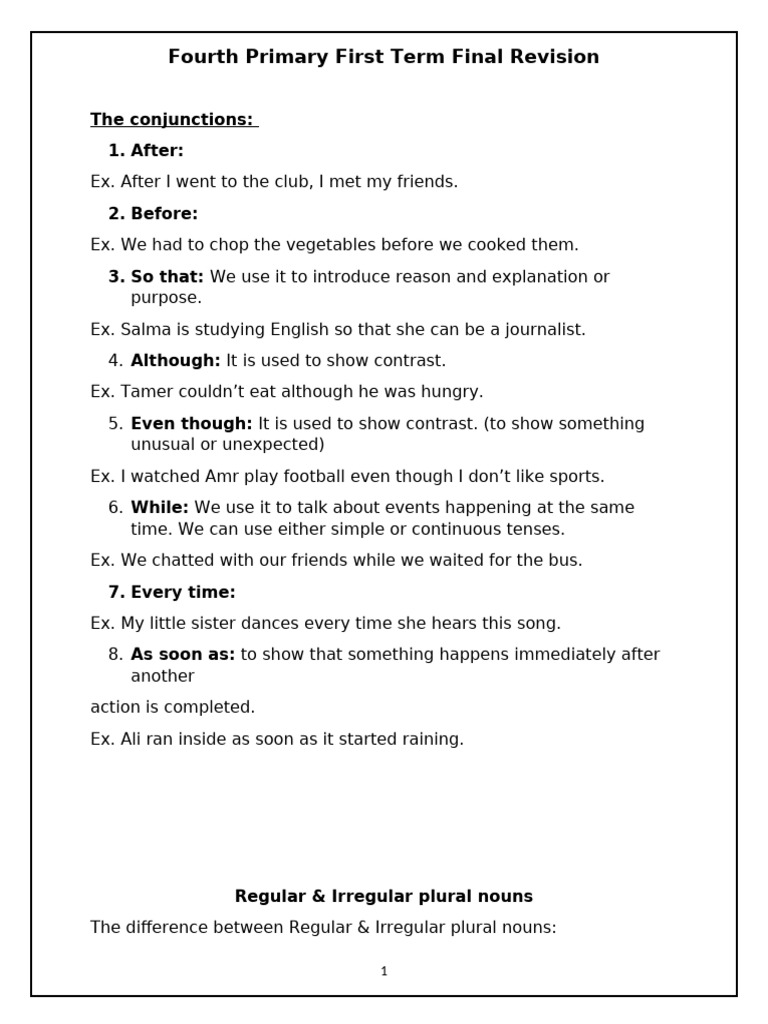 Fourth Grade First Term Review 2025 | PDF | Fuels