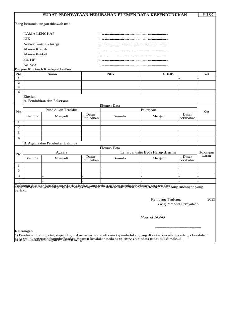 Formulir KK & AKTE-1 | PDF