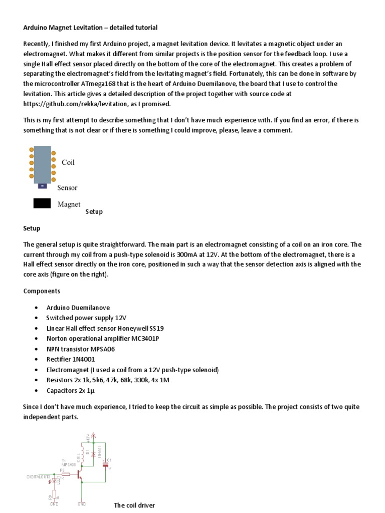 Magnet Levitation Control Using Arduino: A Detailed Guide to the Design and Implementation of a ...