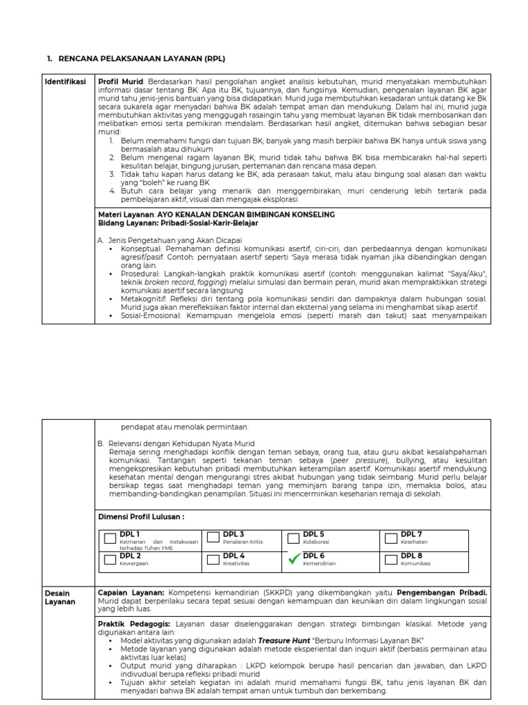 2. RPL Format Deep Learning - Ayo Kenalan Dengan Bimbingan Konseling | PDF