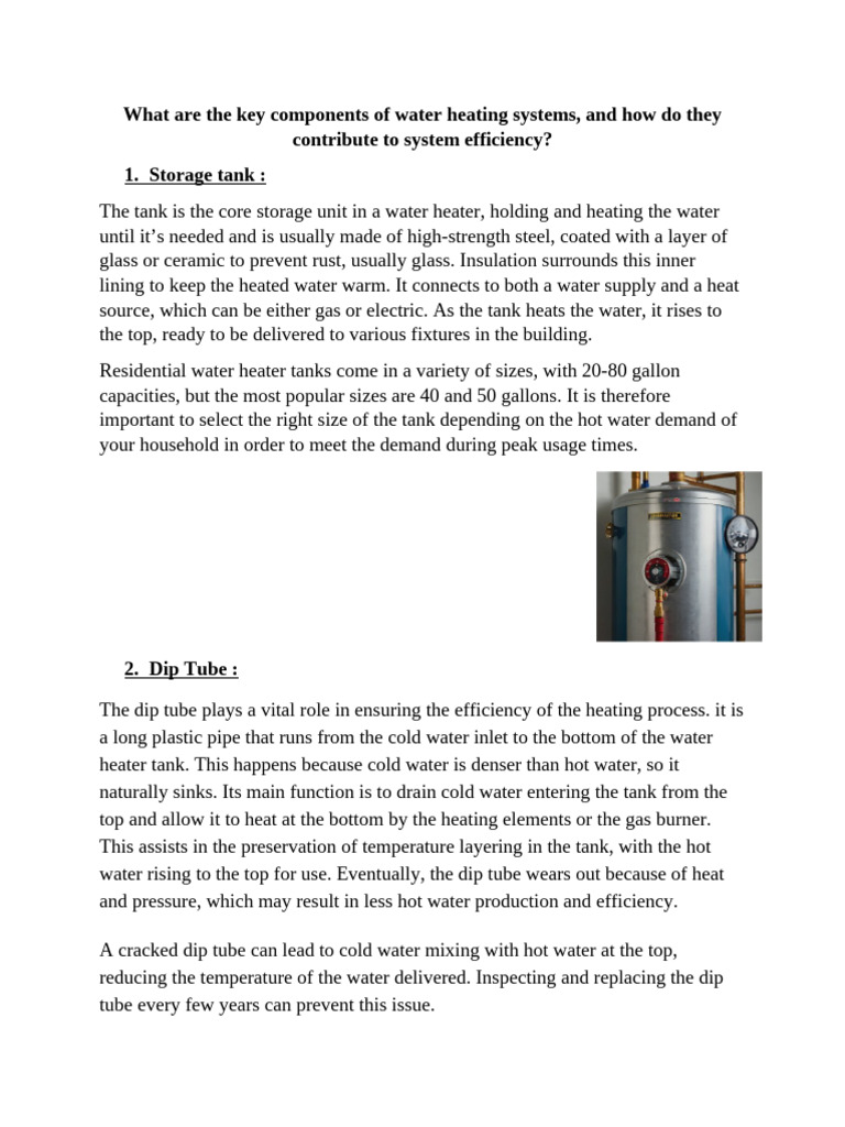 Key Components of Water Heaters | PDF | Water Heating | Thermostat