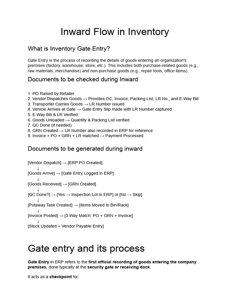 Inward Flow in Inventory | PDF | Barcode | Warehouse