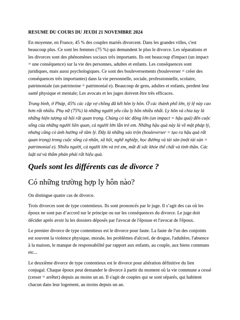 Resume Du Cours Du Jeudi 21 Novembre 2024 1 | PDF