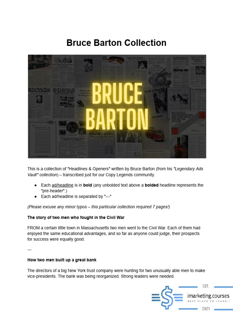 Bruce Barton's Corporate Storytelling Insights | PDF