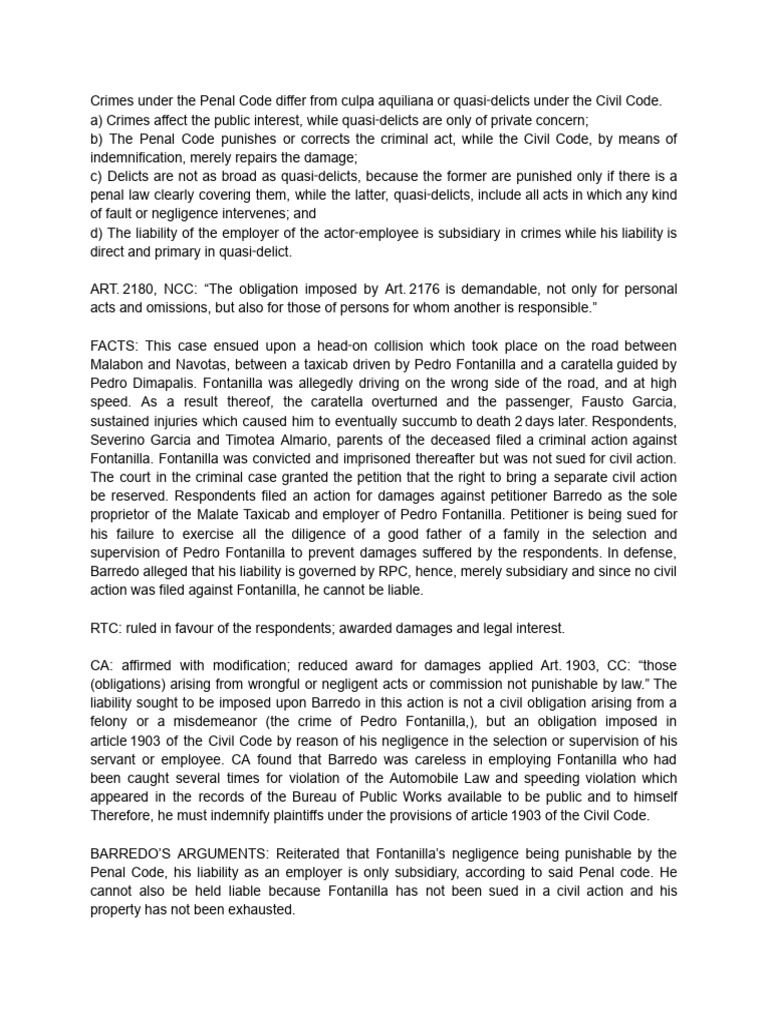 Barredo Vs Garcia | PDF | Negligence | Criminal Law